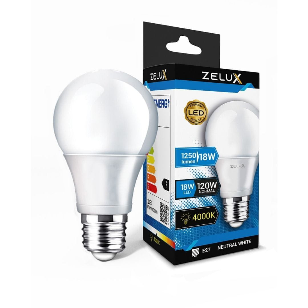 ZELUX LED sijalka E27 18W 1800lm nevtralno bela 4000K | mimovrste=)
