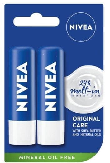 Nivea Labello Duo, Original Care, 2 x 4.8 g | mimovrste=)