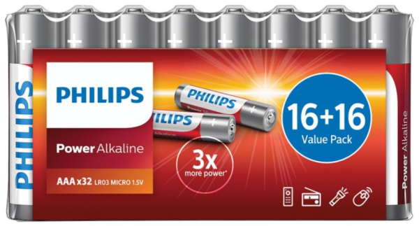 Philips Power Alkaline baterije, AAA, 16+16 Value Pack, 32 kosov | mimovrste=)