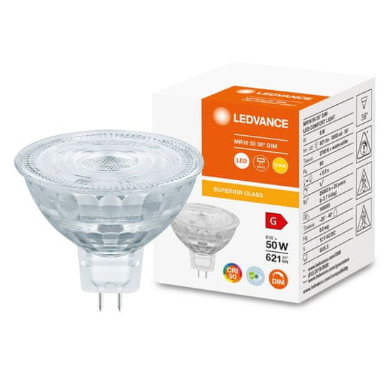 LEDVANCE Zatemnitvena LED žarnica MR16 8W = 50W 621lm 2700K Topla bela ...