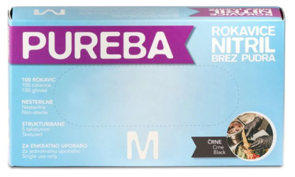 PUREBA Nitril rokavice, brez pudra, črne, 100/1, M | mimovrste=)
