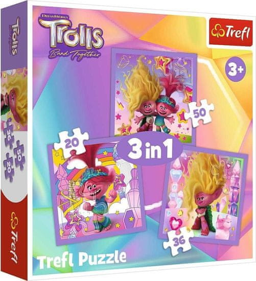 Trefl Puzzle Trolli 3: Spoznajte trole 3v1 (20,36,50 kosov) | mimovrste=)