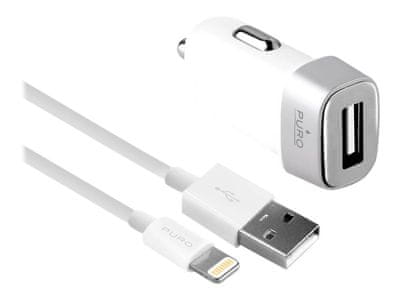 Puro Mini Compact Lightning 1A avtopolnilec, bel | mimovrste=)