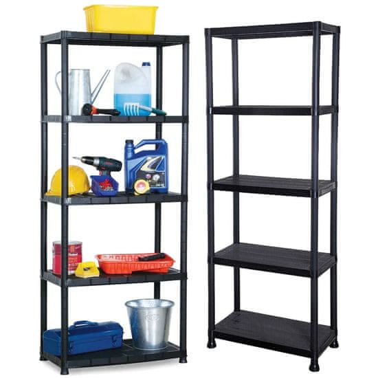 Severno Plastični regal za dom, garažo, skladišče, črn, 173 cm ...