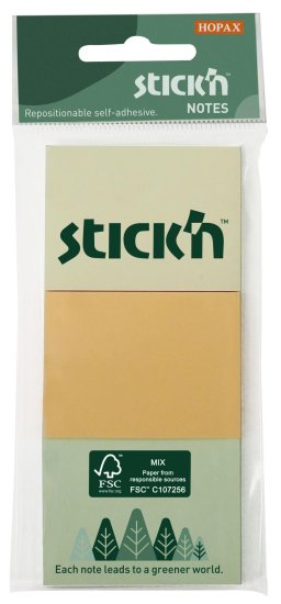 HOPAX Stick'n by Stick'n by FSC - 38 x 51 mm, 3x100 lističev, pastelna ...