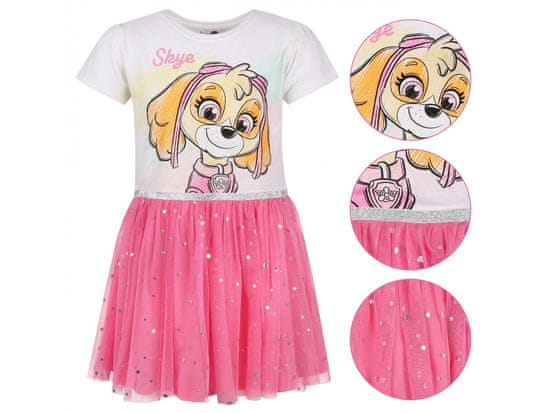 Paw Patrol Tačke na patrulji Skye Belo roza obleka s tilom in kratkimi