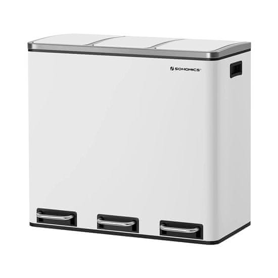 Songmics Bel trojni koš za smeti 54L LTB54WT mimovrste