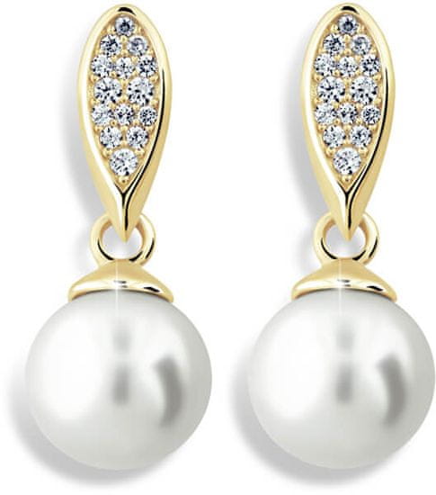 Cutie Jewellery Luksuzni uhani iz rumenega zlata s pravimi biseri in ...