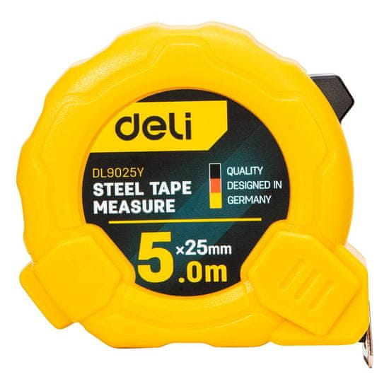 Deli Tools Jekleni merilni trak 5m/25mm EDL9025Y (rumen) | mimovrste=)