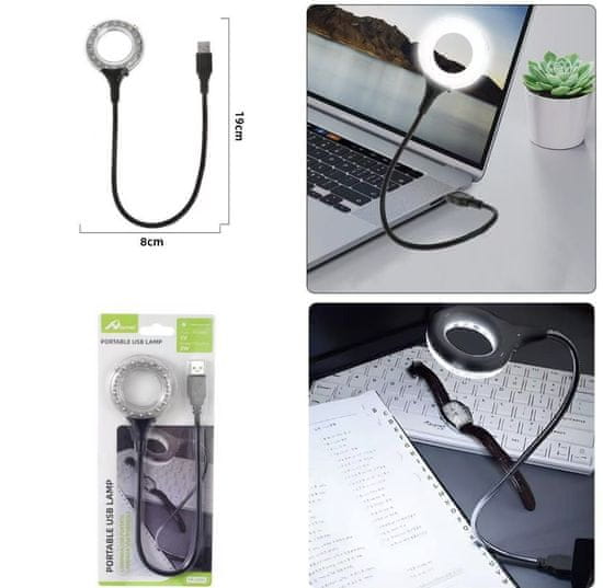 TekOne USB Prilagodljiva LED svetilka za delo z Računalnikom ali Branje ...