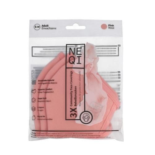NEQI Adult Community Face Coverings S-M Pink zaščitna maska 3 kos ...