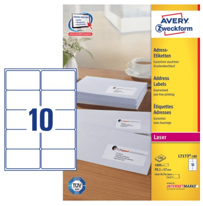 Avery Zweckform etikete L7173-100, 99.1 x 57 mm, bele | mimovrste=)