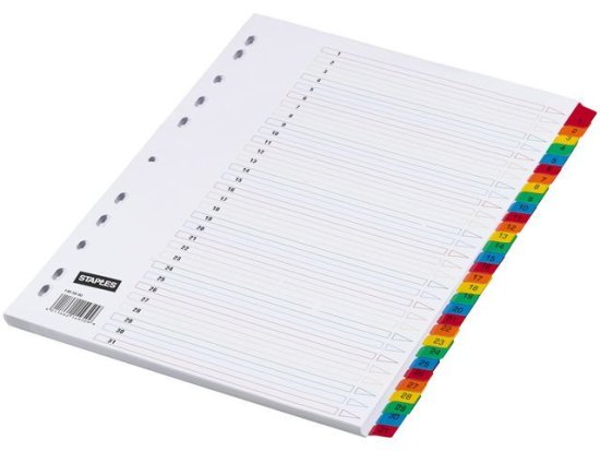 Staples register, A4, oštevilčen 1-31, bel | mimovrste=)