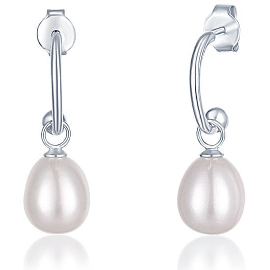 JVD Srebrni polkrožni uhani s pravimi sladkovodnimi biseri ...