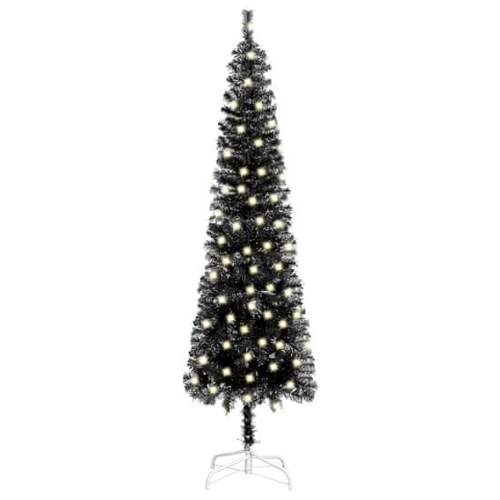 Greatstore Ozka novoletna jelka z LED lučkami črna 210 cm | mimovrste=) Greatstore Ozka novoletna jelka z LED lučkami črna 210 cm | mimovrste=)