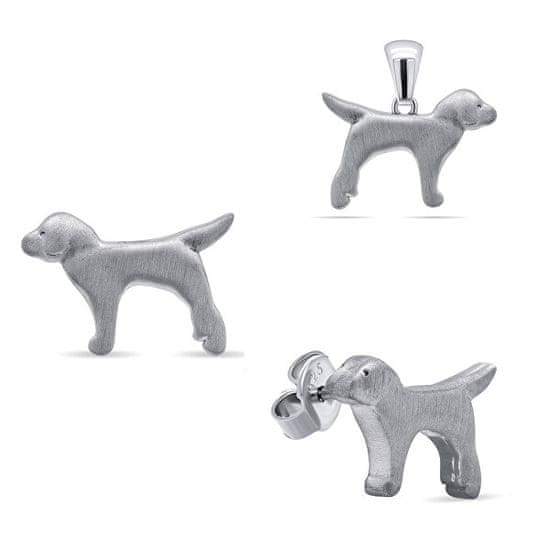 Brilio Silver Dizajnerski komplet srebrnega nakita Dog SET210W (obesek ...