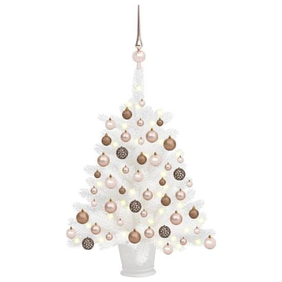 Greatstore Umetna novoletna jelka z LED lučkami in bučkami bela 65 cm ... Greatstore Umetna novoletna jelka z LED lučkami in bučkami bela 65 cm ...