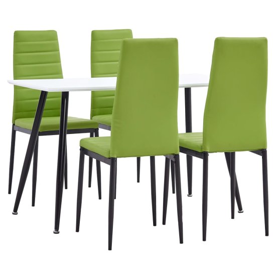 Greatstore Jedilna Garnitura Iz Umetnega Usnja 5 Delna Limetino Zelena