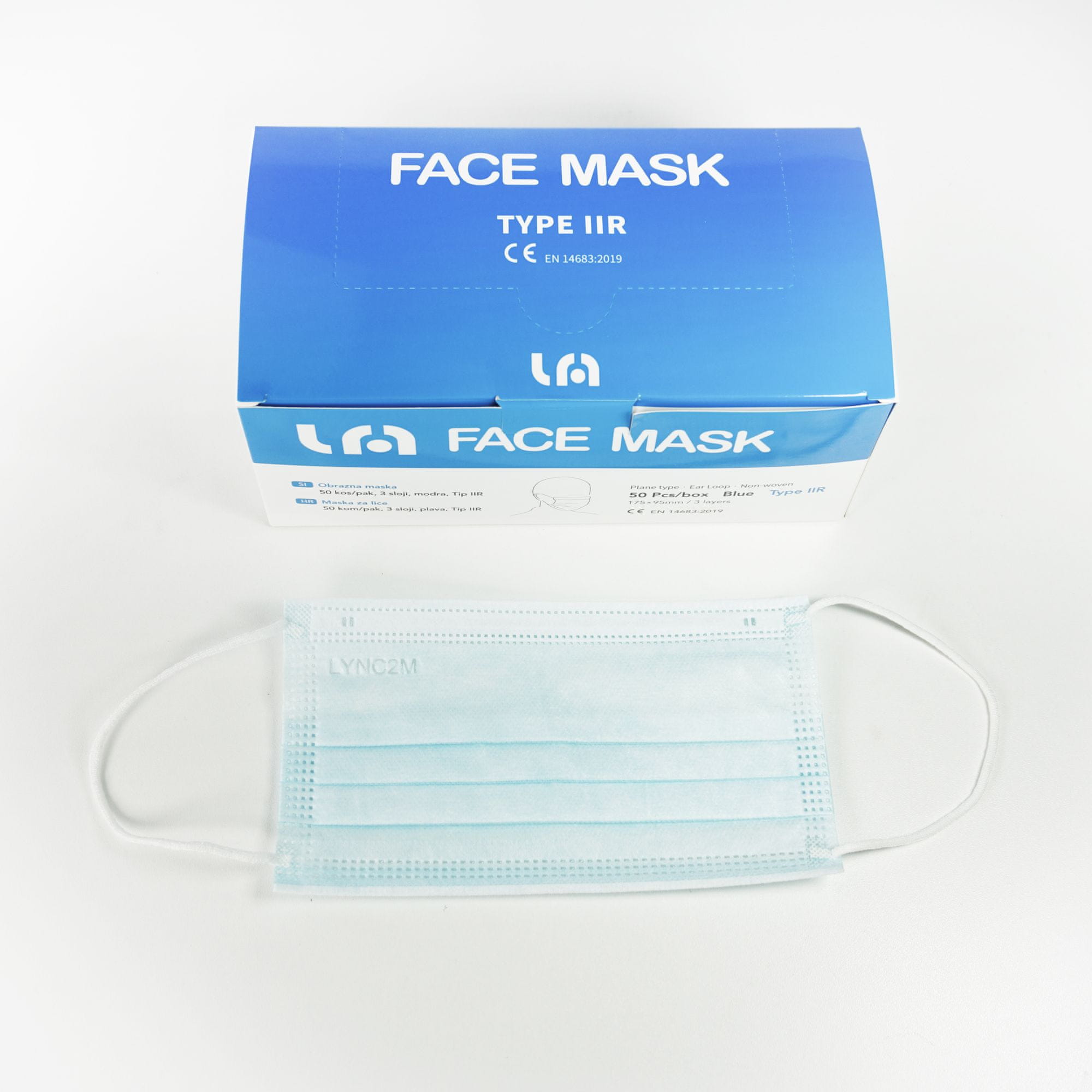 Medicinska maska za usta in nos, 3 slojna, z elastiko, tip IIR, modra ...