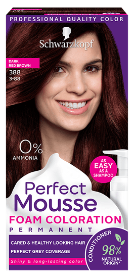 Schwarzkopf Perfect Mousse barva za lase, 388 temno rdeče rjava ...