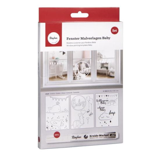 Rayher. Šablone za okna Baby, 3 predloge+1 kredni flomaster | mimovrste=)