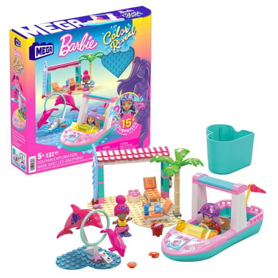 MEGA BLOKS Mega Construx Barbie Color Reveal Raziskave delfinov HHW83 ...