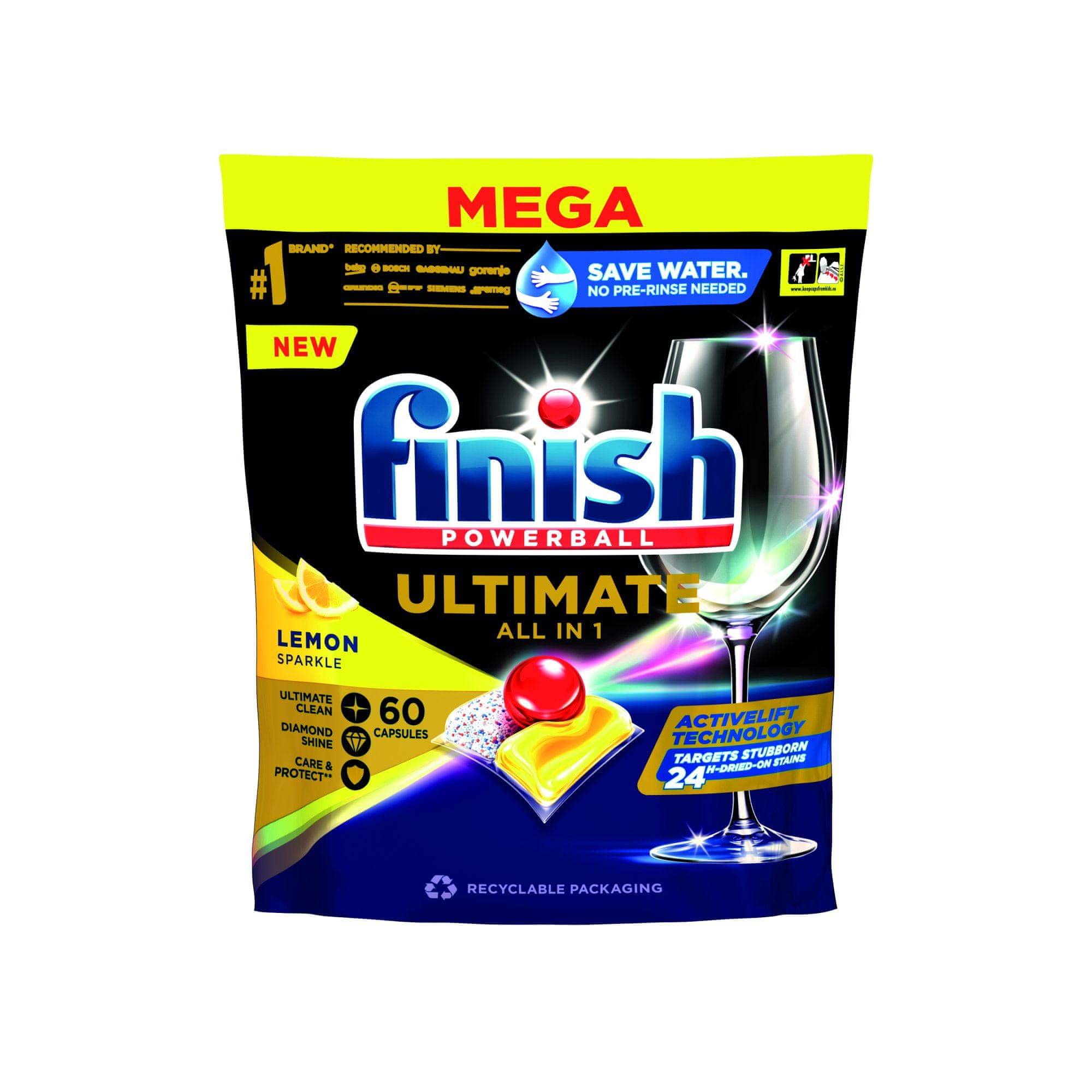 Finish Ultimate All in 1 Lemon Sparkle kapsule za pomivalni stroj, 60 ...