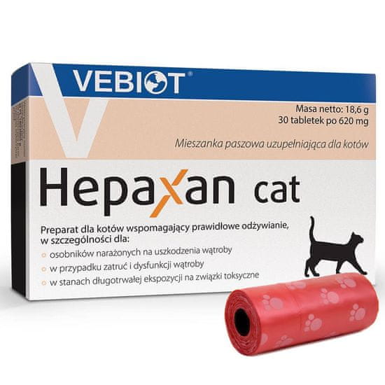 VEBIOT Vitamini, dodatki za mačke Hepaxan cat 30 tablet + vrečke za ...