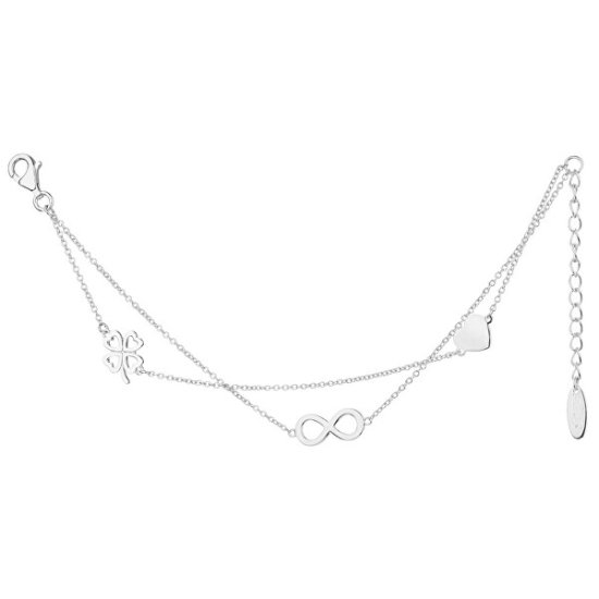 JVD Dvojna srebrna zapestnica z obeski SVLB0152XH2BI17 | mimovrste=)