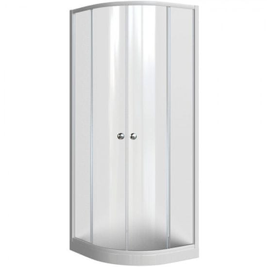 Armal Polkrožna tuš kabina BASIC 80, beli profili, mat steklo, 5 mm ...