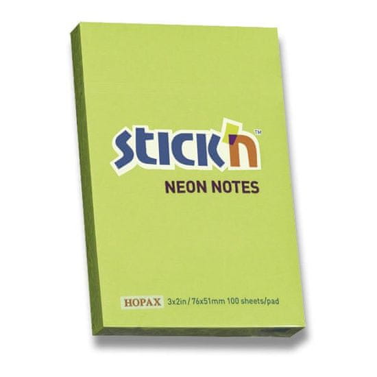 Stick'n Notes Neon 76 × 51 mm, 100 listov, zelena | mimovrste=)
