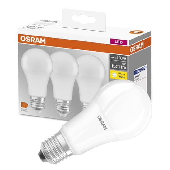 Osram 3x LED žarnica E27 A60 14W = 100W 1521lm 2700K Toplo bela 360° | mimovrste=)
